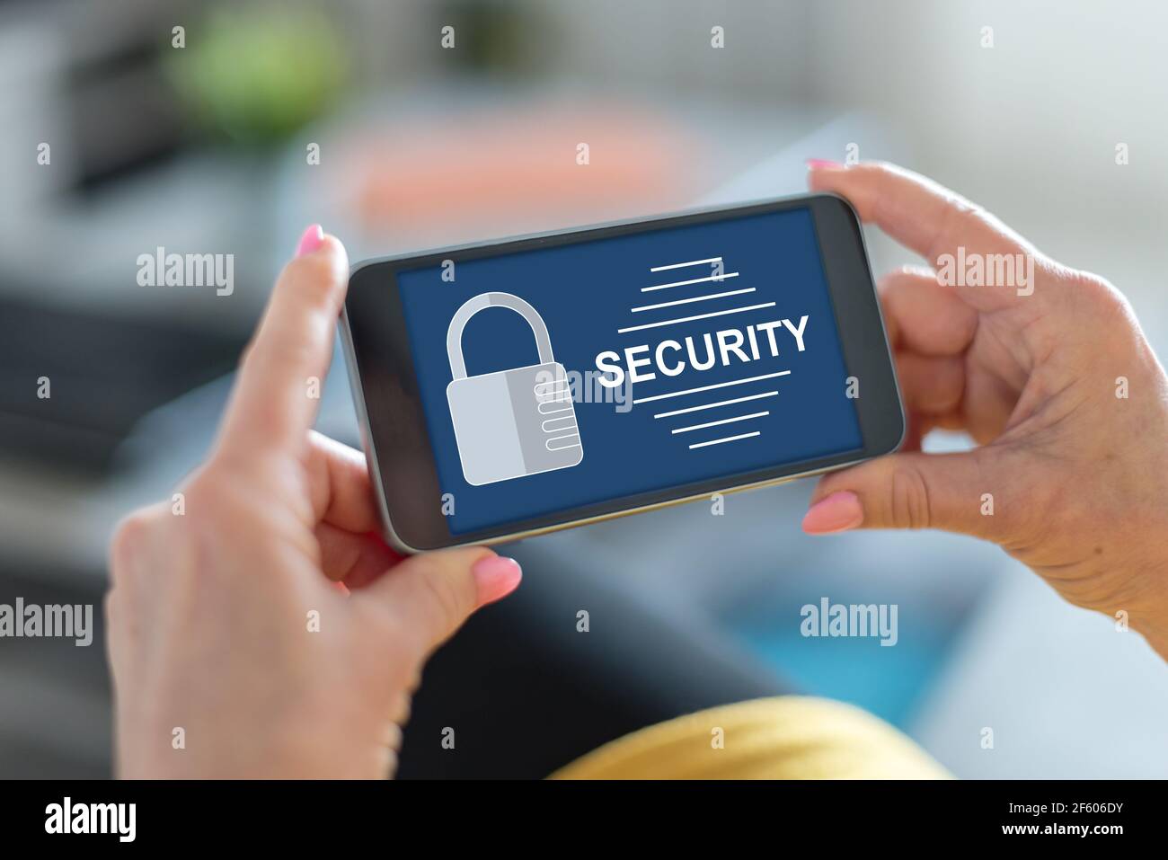 Smartphone screen displaying a security concept Stock Photo - Alamy