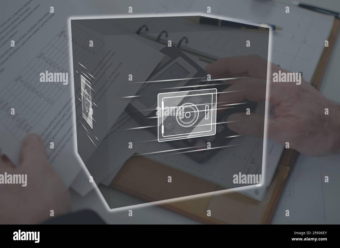 Saving protection concept illustrated by a picture on background Stock ...