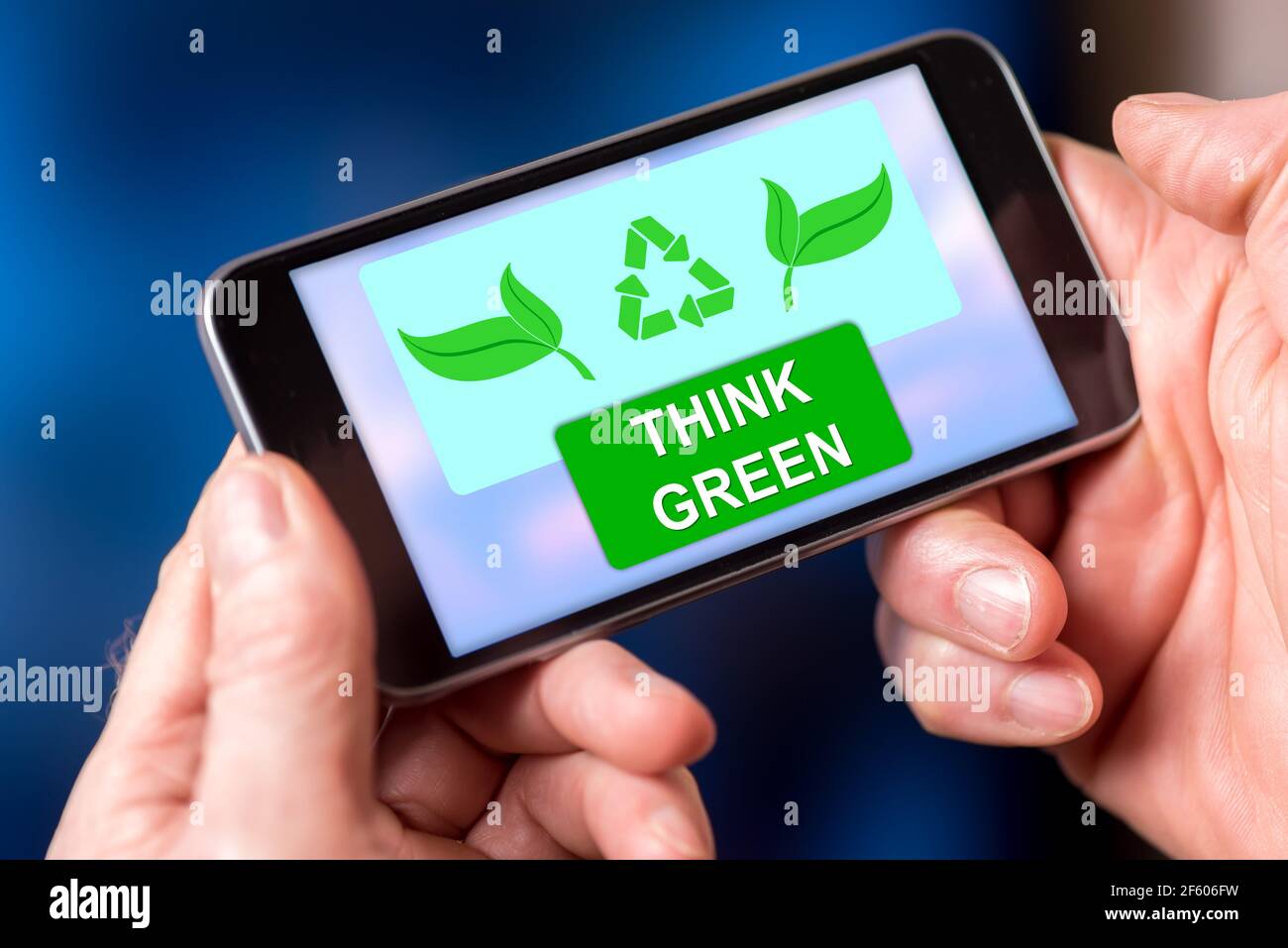 Smartphone screen displaying a think green concept Stock Photo - Alamy