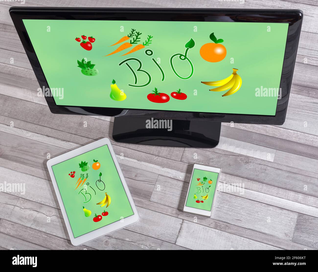 Bio concept shown on different information technology devices Stock ...