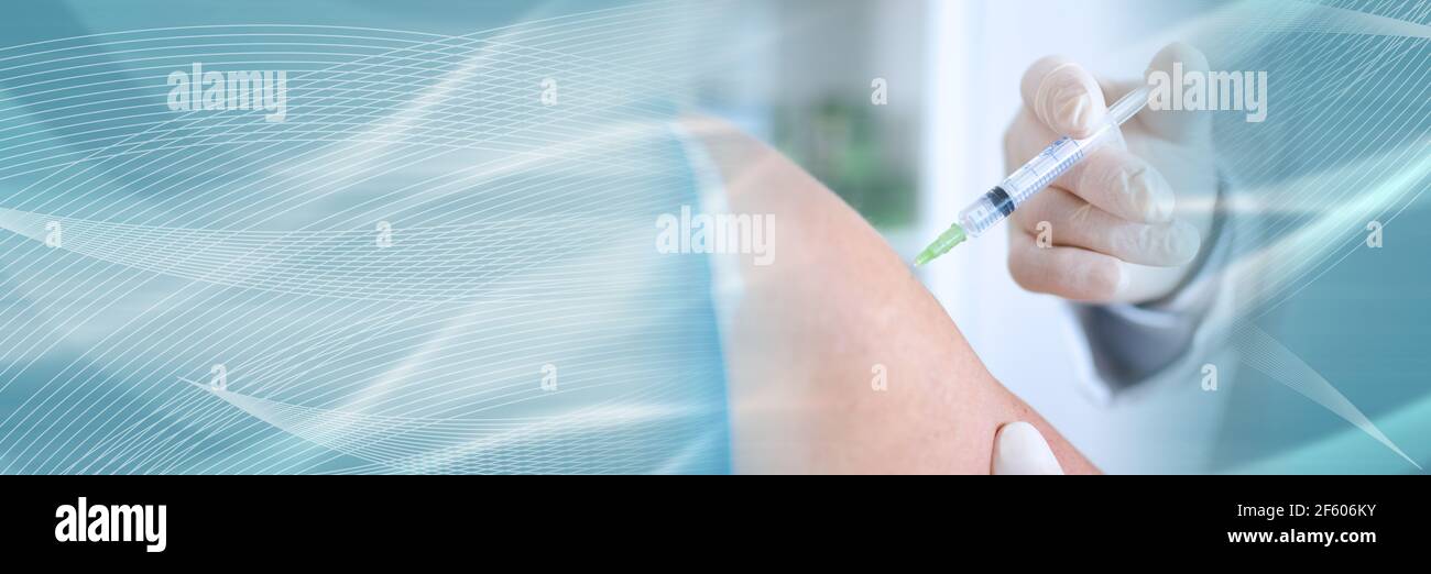 Doctor making an injection to a patient; panoramic banner Stock Photo ...