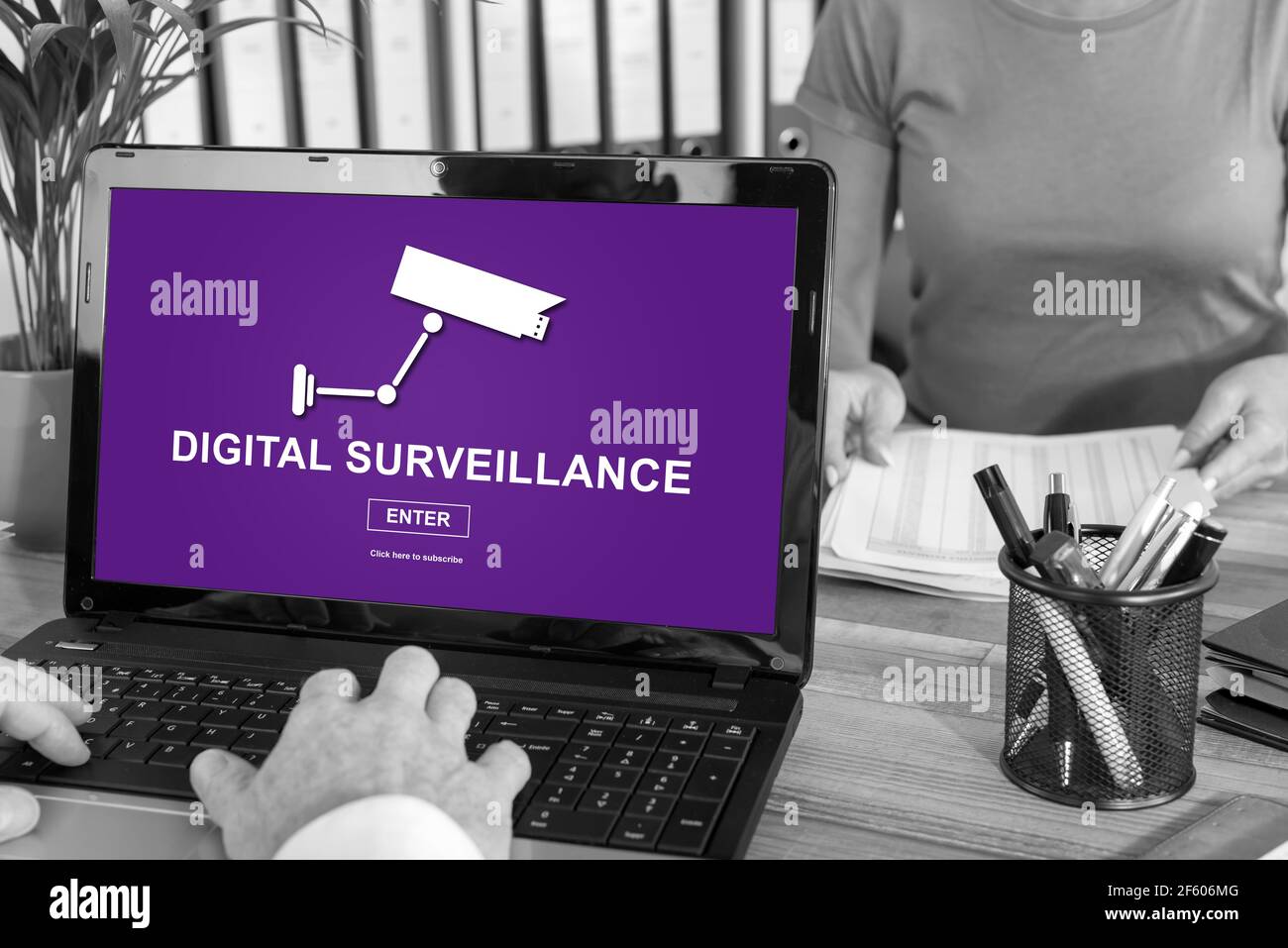 Laptop screen with digital surveillance concept Stock Photo - Alamy