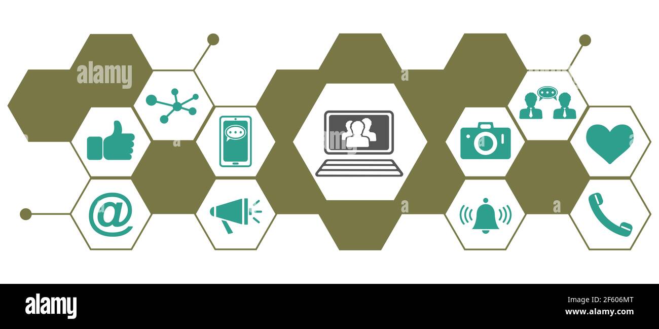 Concept of social media with connected icons Stock Photo - Alamy