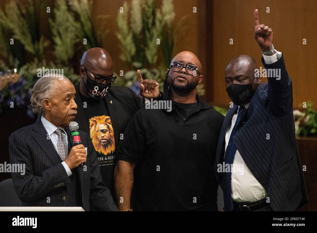 Terrence Floyd, George Floyd's brother is comforted by Al Sharpton, brother Philonise Floyd and ...