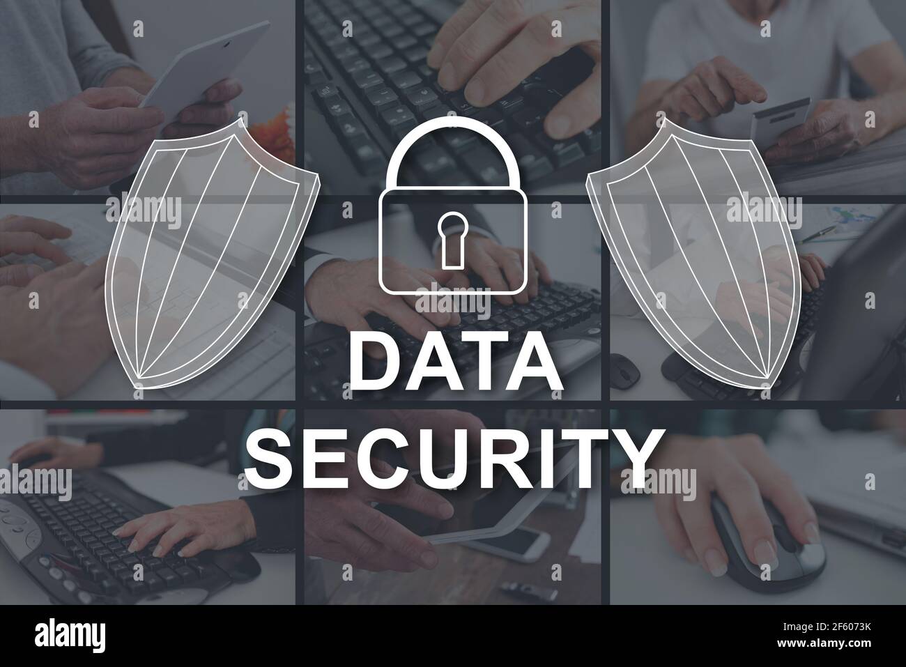 Data security concept illustrated by pictures on background Stock Photo ...