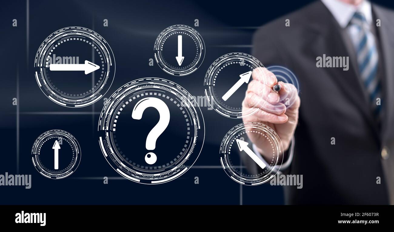 Man touching a choice concept on a touch screen with a stylus pen Stock ...