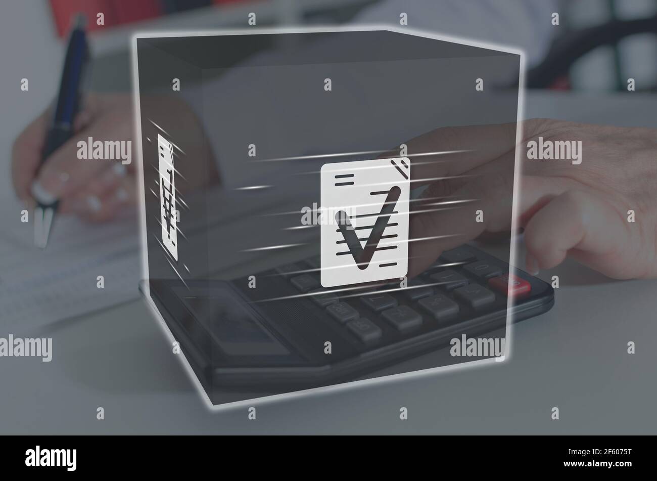 Document validation concept illustrated by a picture on background ...