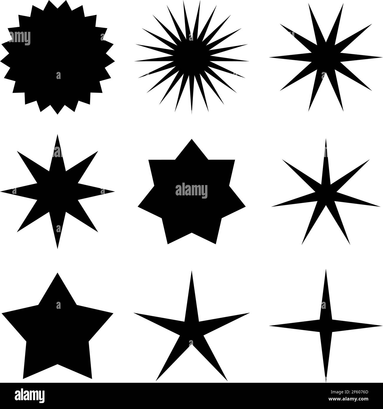 Star, starburst, sunburst icon, symbol. Radial shape, design element. Badge, seal vector ...