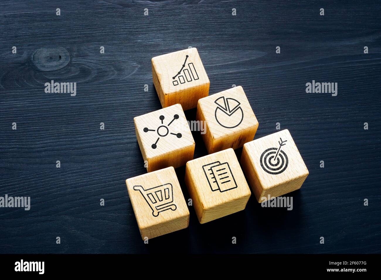 Business plan or strategy concept. A pyramid made of wooden cubes Stock ...