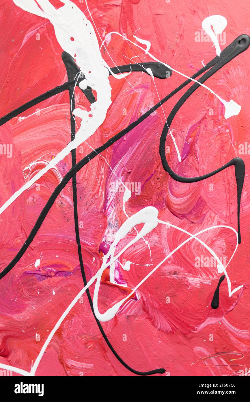 Paint on Canvas: Abstract Art in Red, Black and White - Background ...