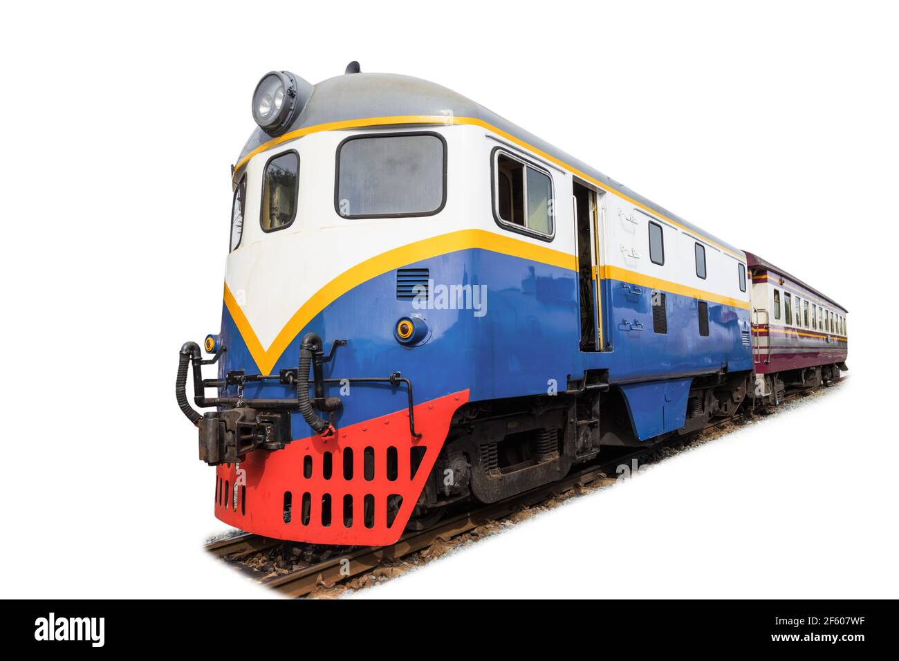 head train hauled diesel electric locomotive with isolated white ...