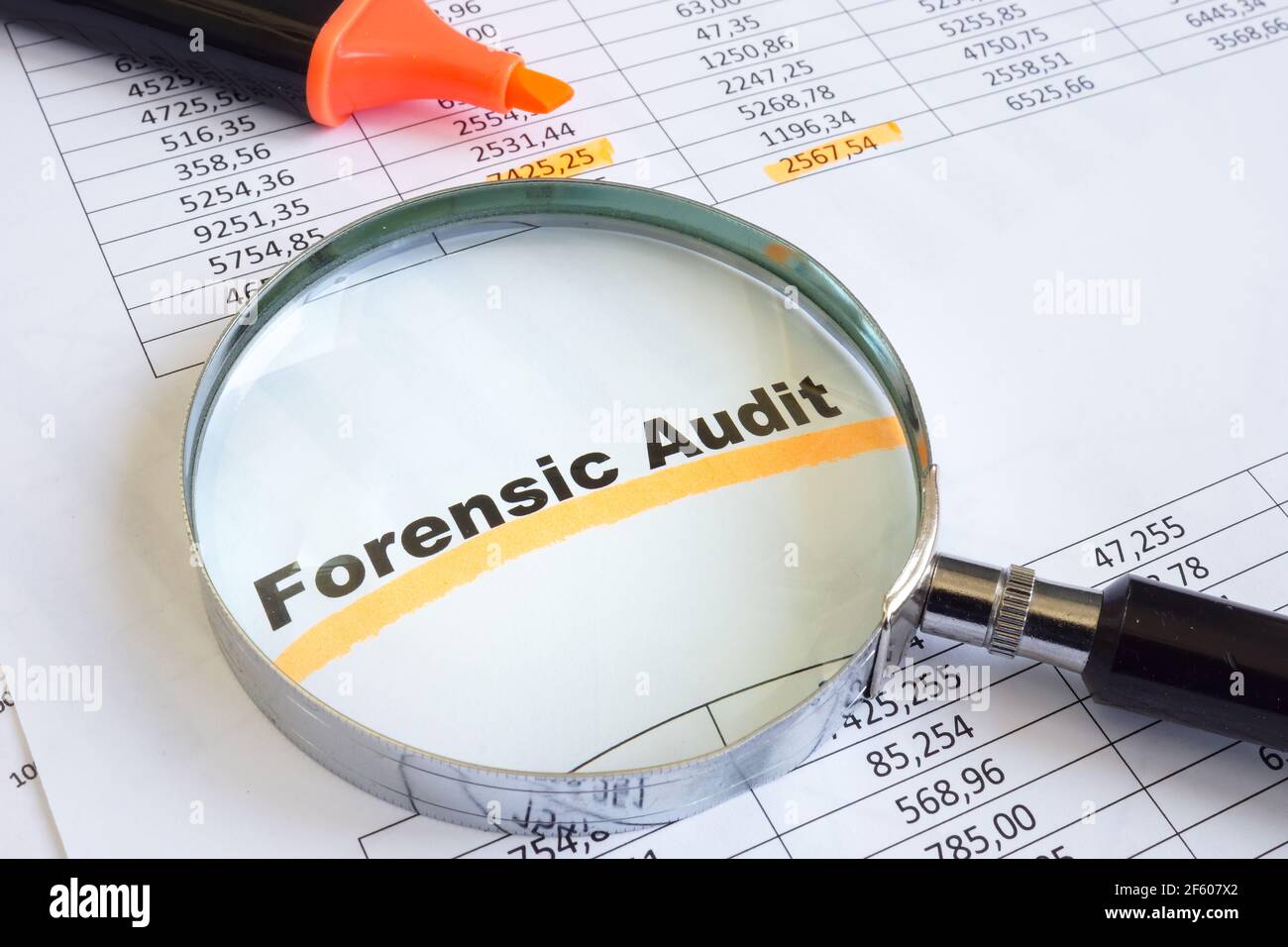 Forensic audit data and magnifying glass on papers Stock Photo - Alamy