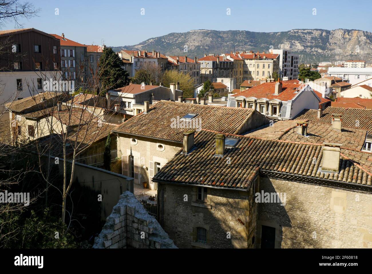 Valence western cityscape and the Drome Ardeche, Drome, France Stock ...