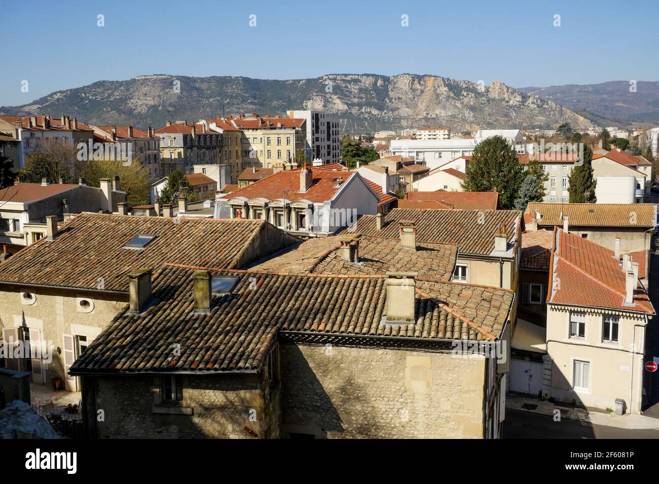 Valence western cityscape and the Drome Ardeche, Drome, France Stock ...