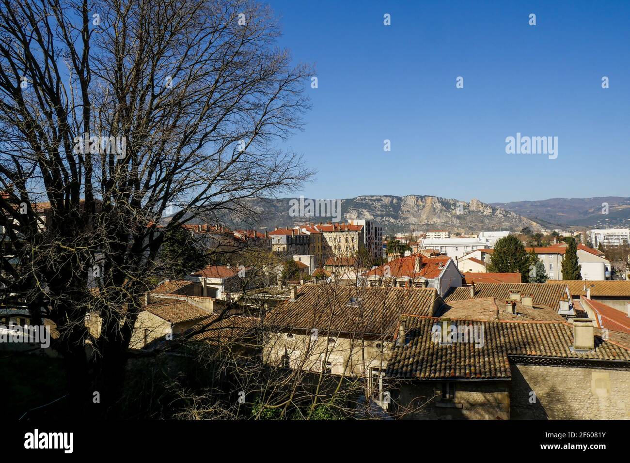Valence western cityscape and the Drome Ardeche, Drome, France Stock ...