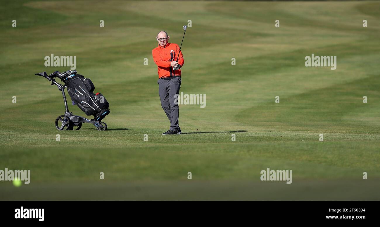 Jason Locke plays off the fairway at Vale Royal Abbey Golf Club ...