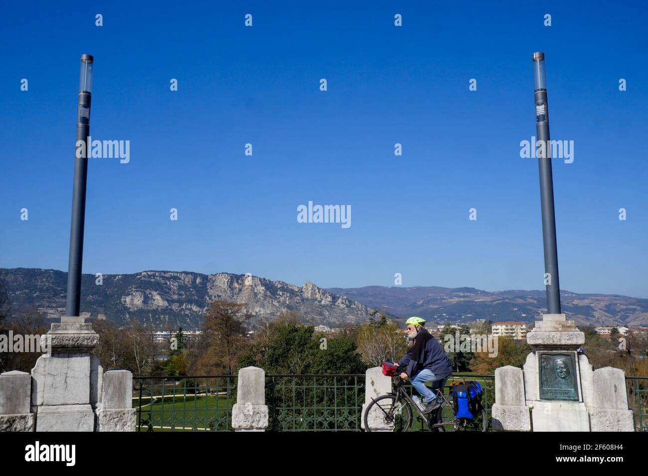 The Drome mountains seen from the Champ de MArs, Valence, Drome, France ...