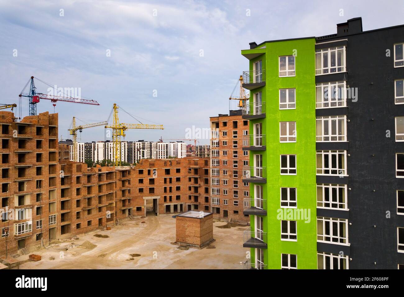 Aerial view of city residential area with high apartment buildings ...