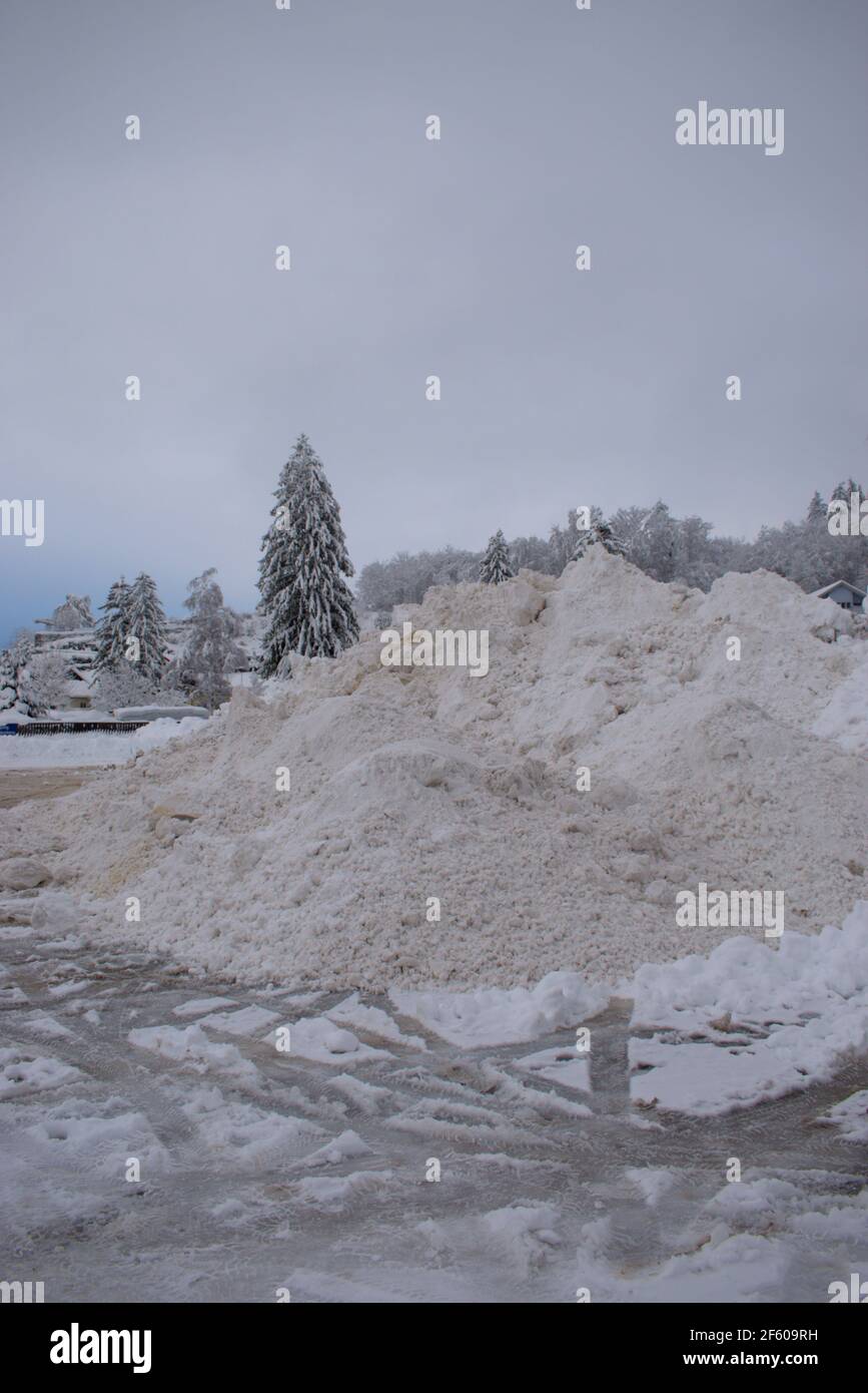 Giant snow heap in Werdenberg in Switzerland 15.1.2021 Stock Photo - Alamy