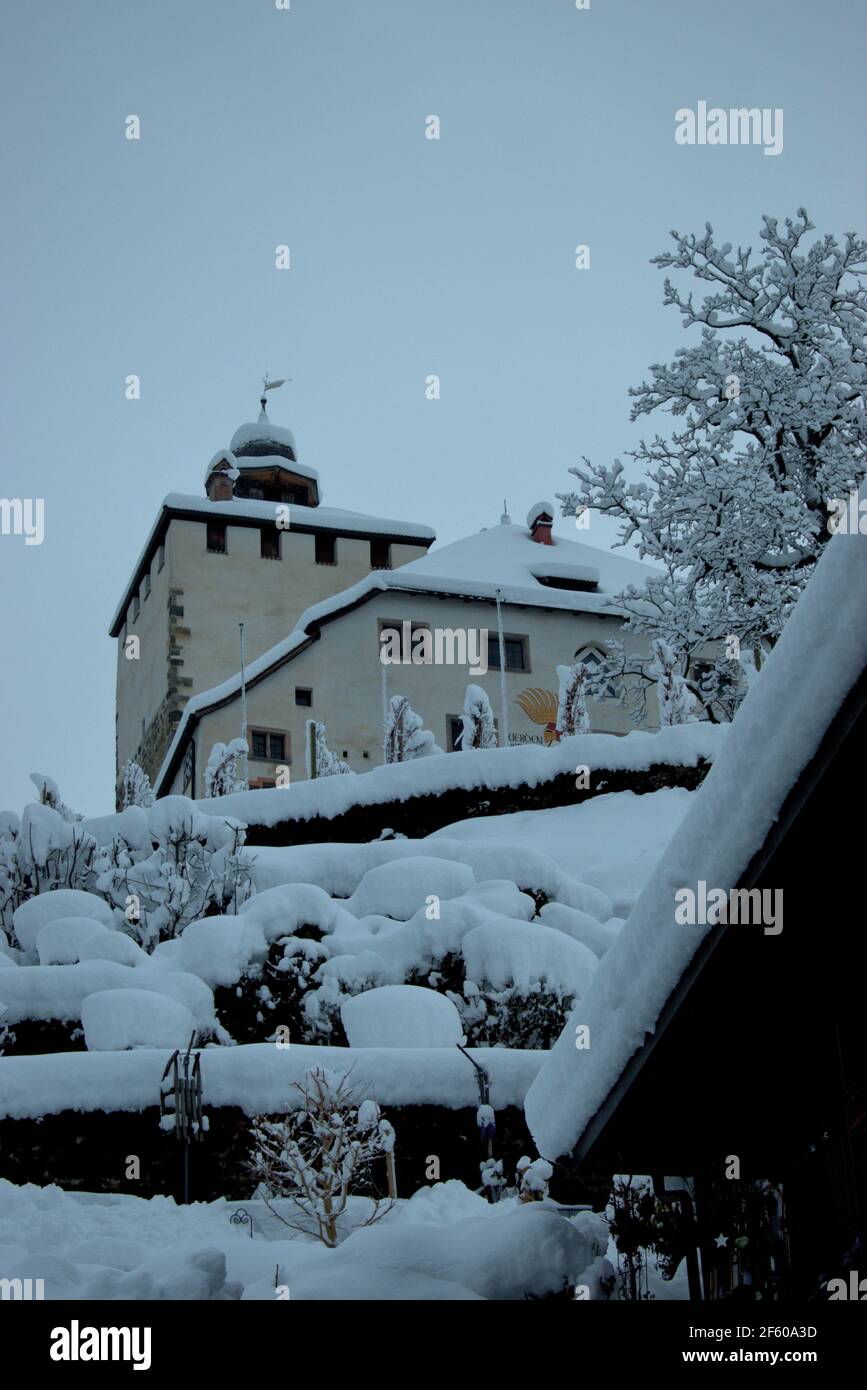 Winter time at the castle Werdenberg in Buchs in Switzerland 15.1.2021 ...