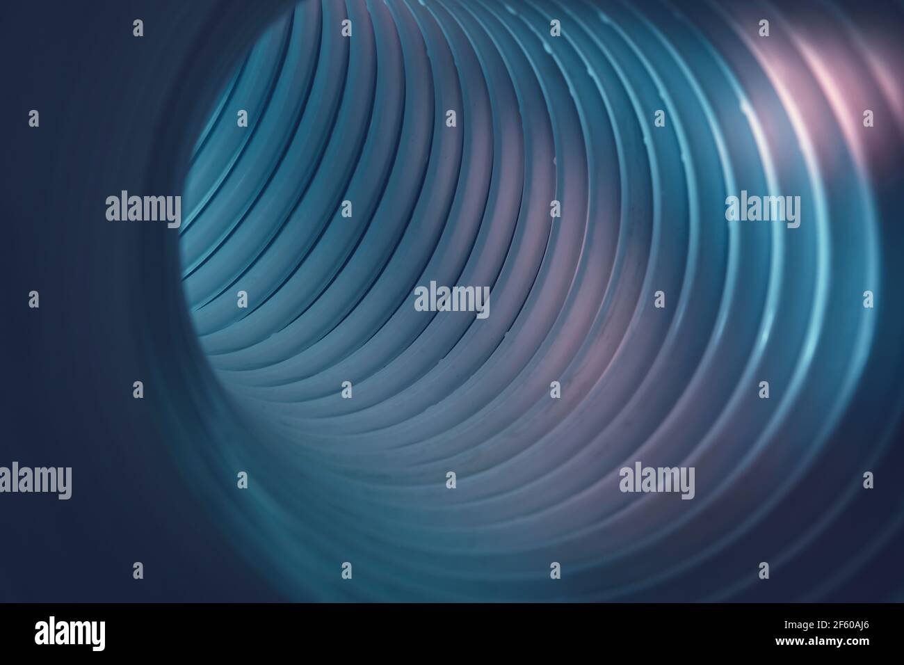 Beautiful round abstract blue tunnel with color light on a background ...