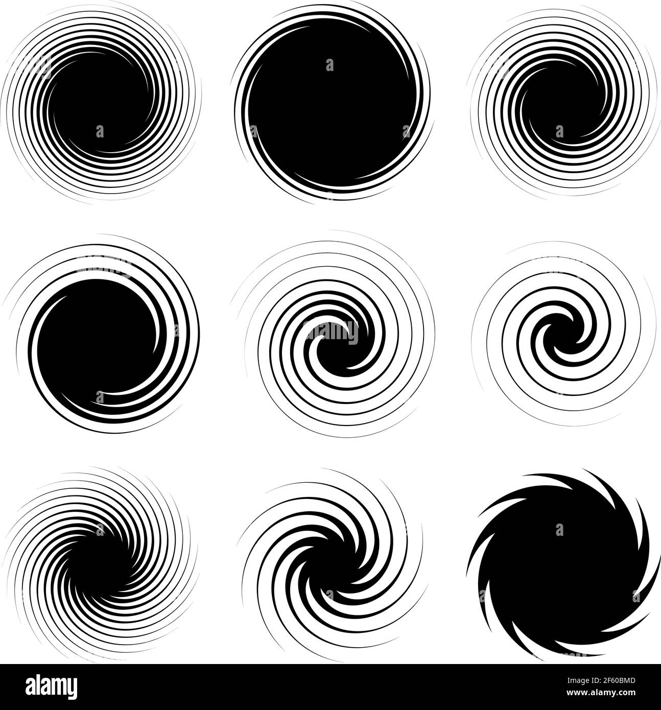 Radial, radiating spiral, swirl, twirl element shape — Stock vector ...