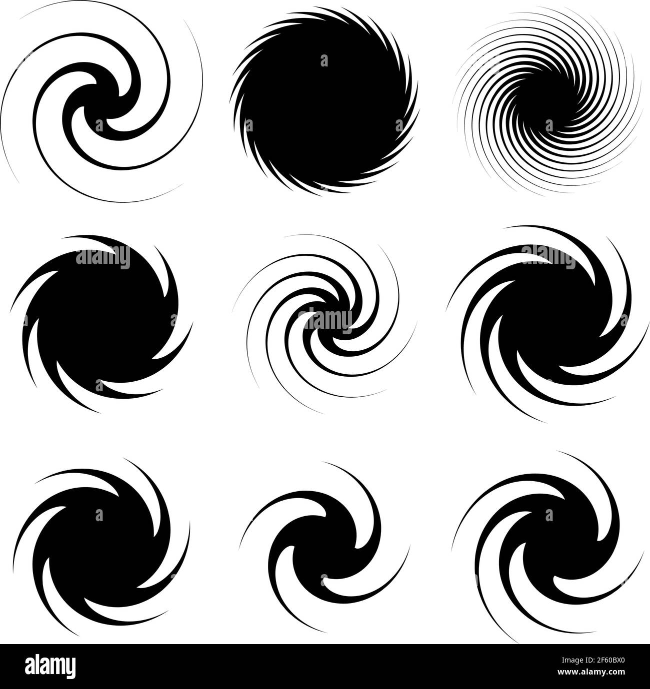Radial, radiating spiral, swirl, twirl element shape — Stock vector ...