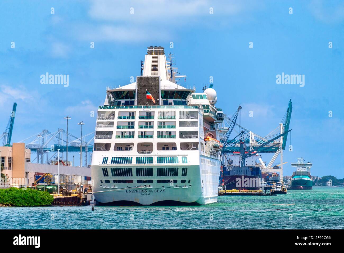 Rear View of Cruise Ship, Miami, USA Stock Photo - Alamy