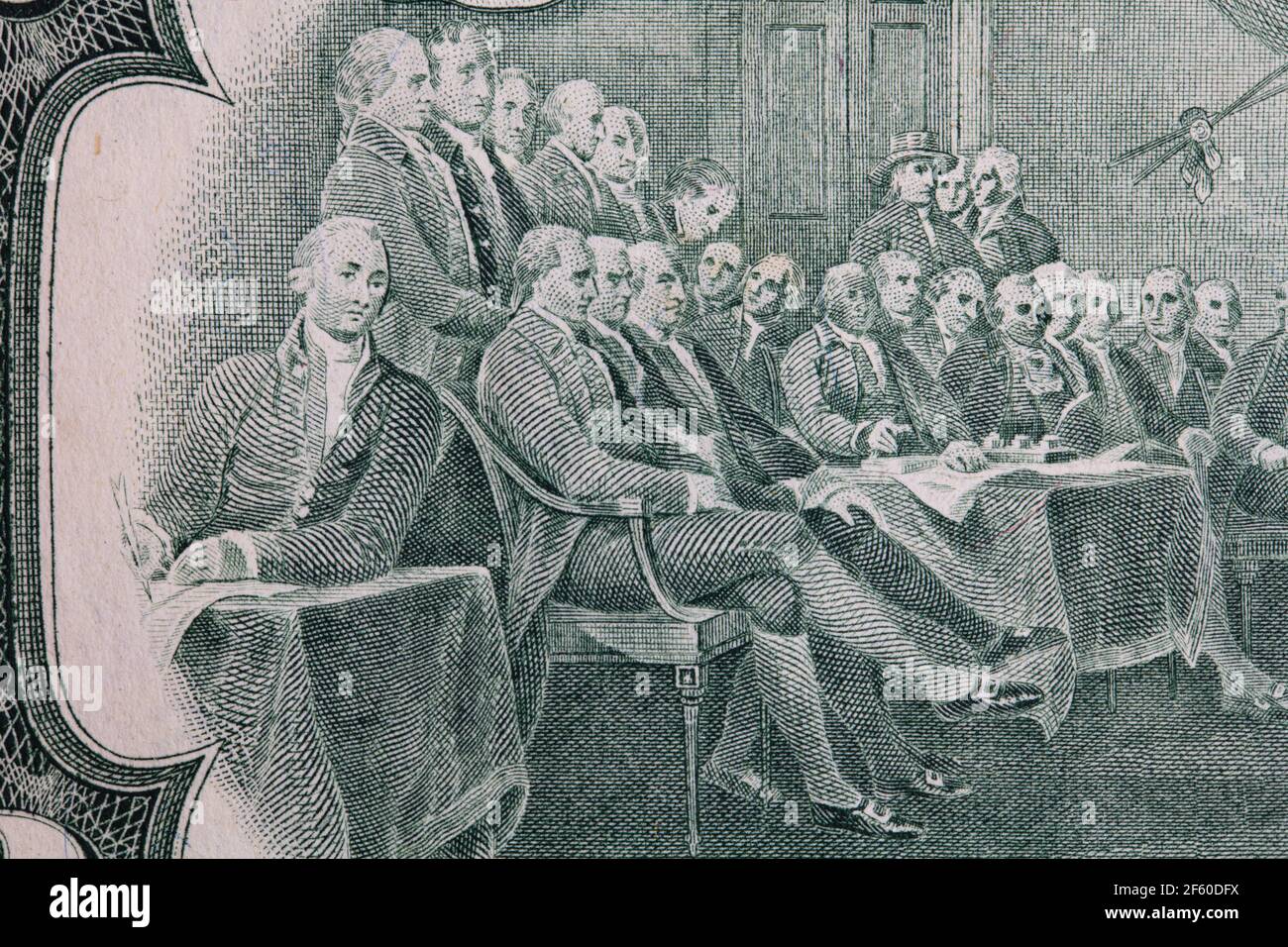 Fragment of reverse of 2 US dollar banknote for design purpose Stock ...