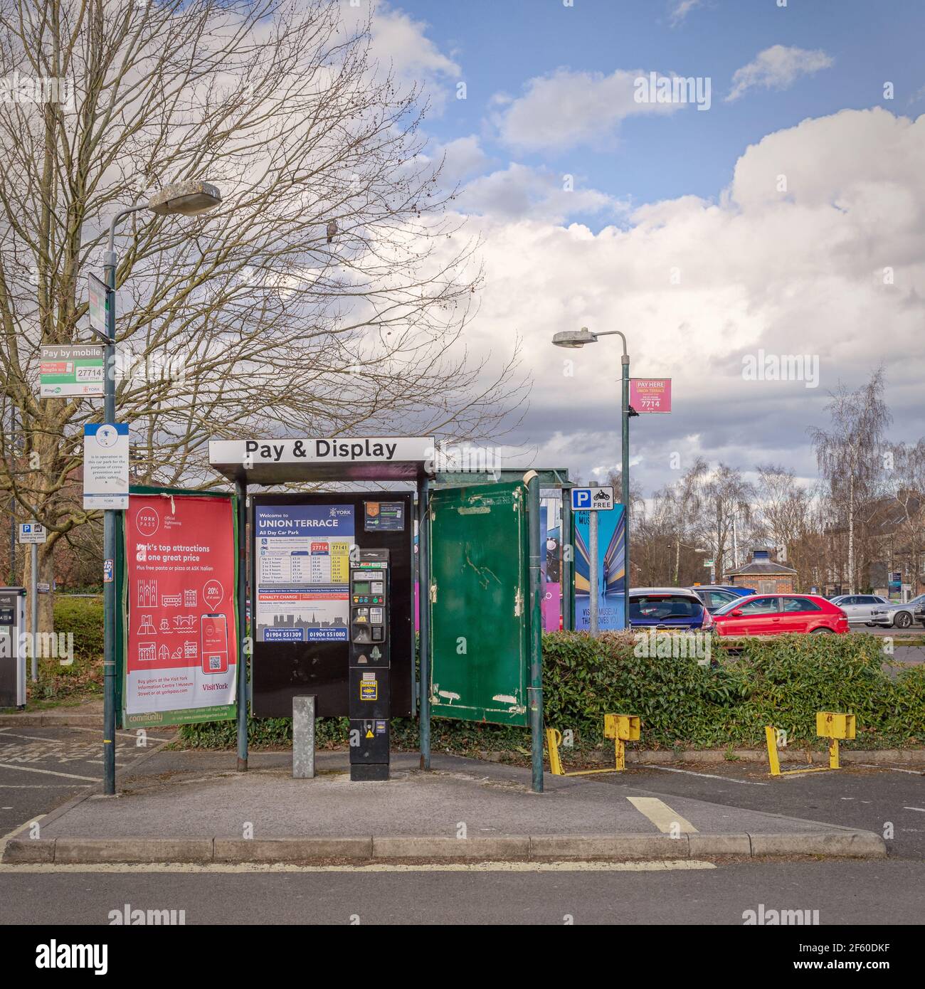 A pay and display unit at a city car park. A ticket machine stands ...