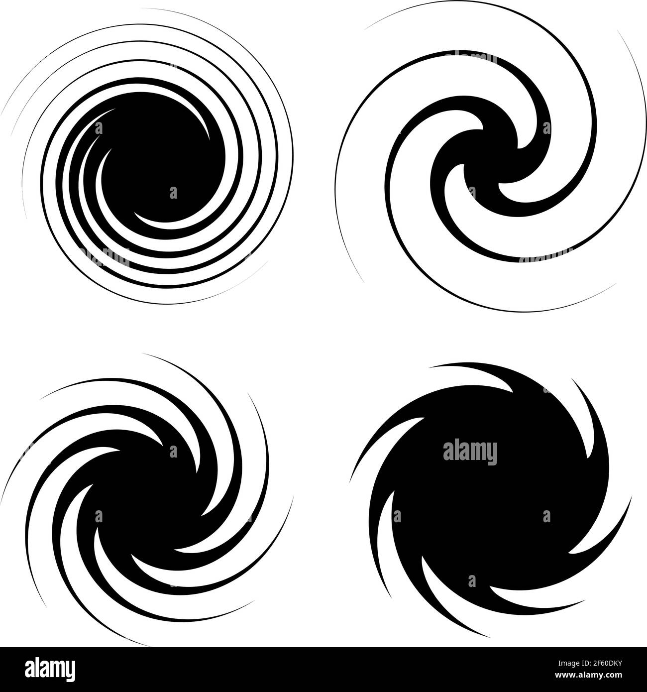 Radial, radiating spiral, swirl, twirl element shape — Stock vector ...