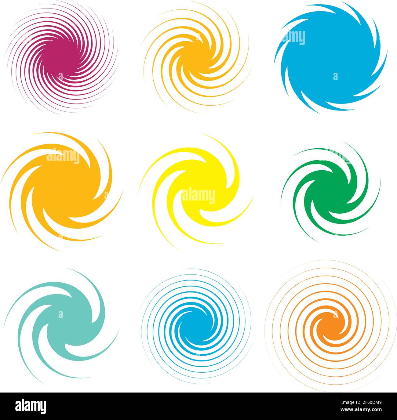 Radial, radiating spiral, swirl, twirl element shape — Stock vector ...