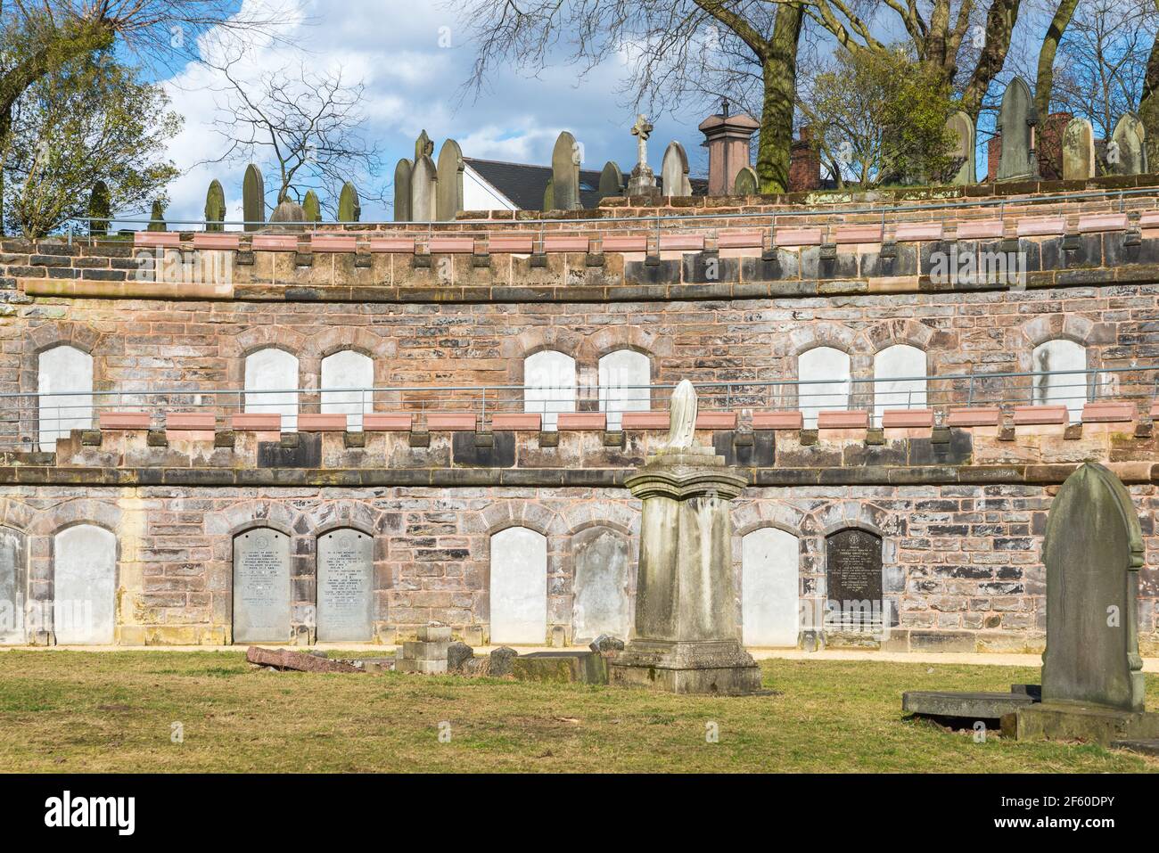 Tiered catacombs at Wastone Lane Cemetery, also known as Brookfields ...