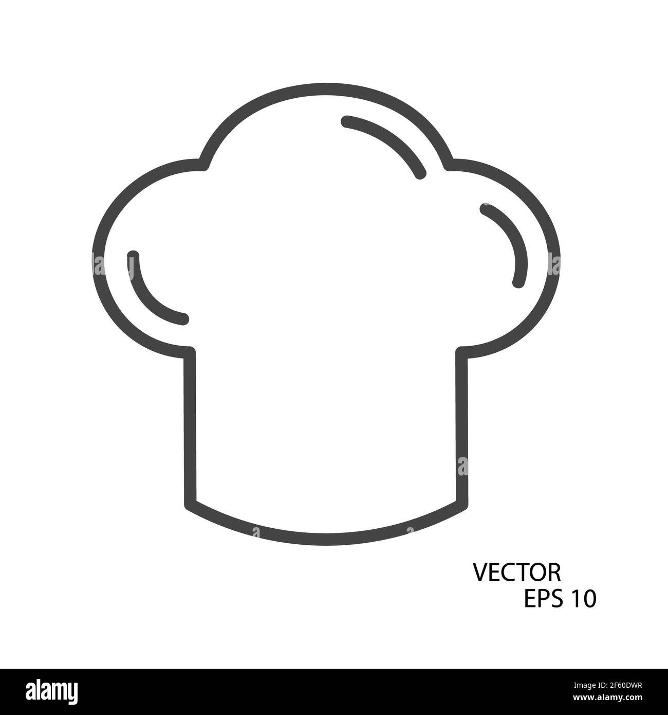 Chef's hat flat icon. Pictogram for web. Line stroke. Isolated on white ...