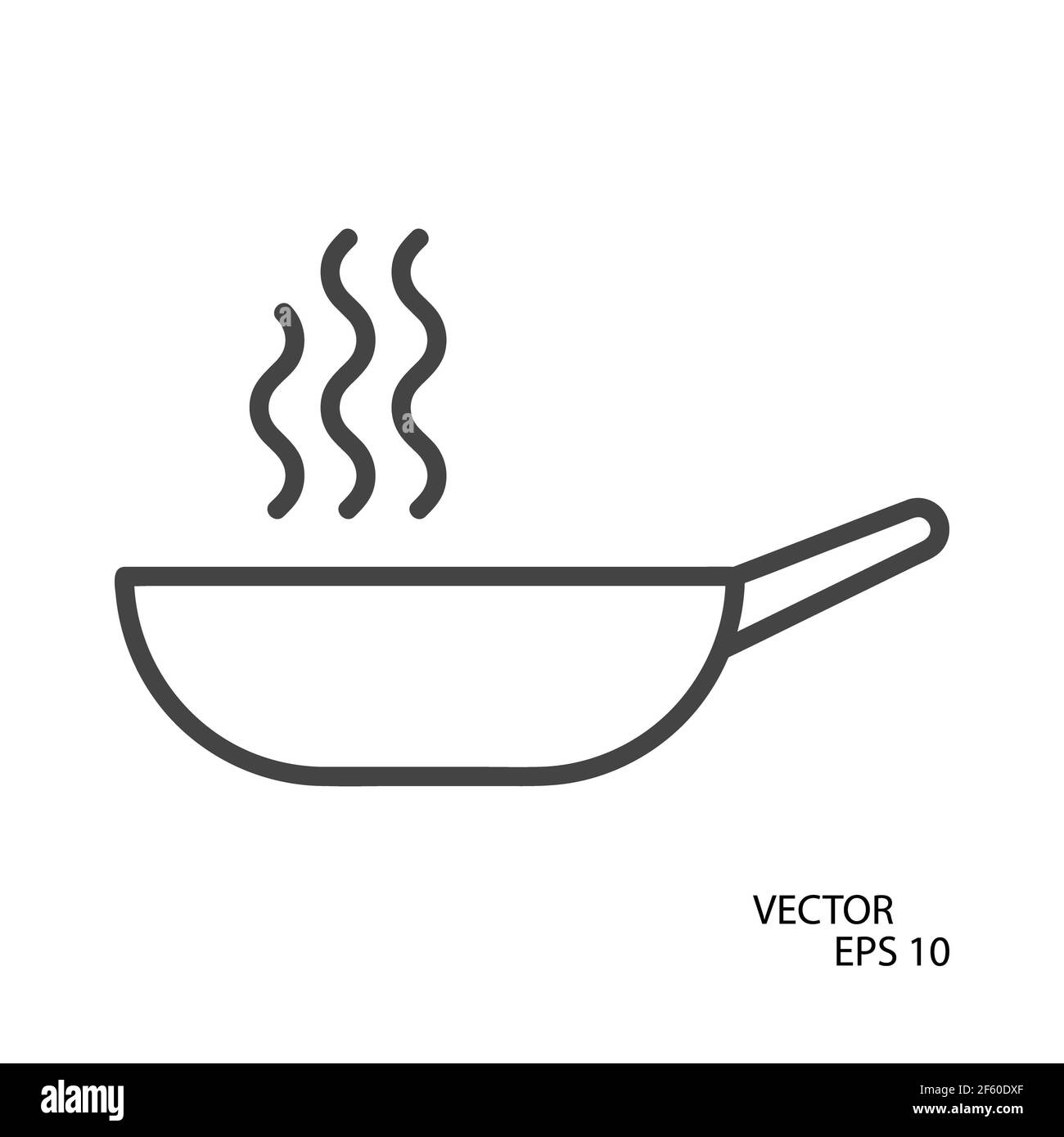 Frying pan flat icon. Pictogram for web. Line stroke. Isolated on white ...