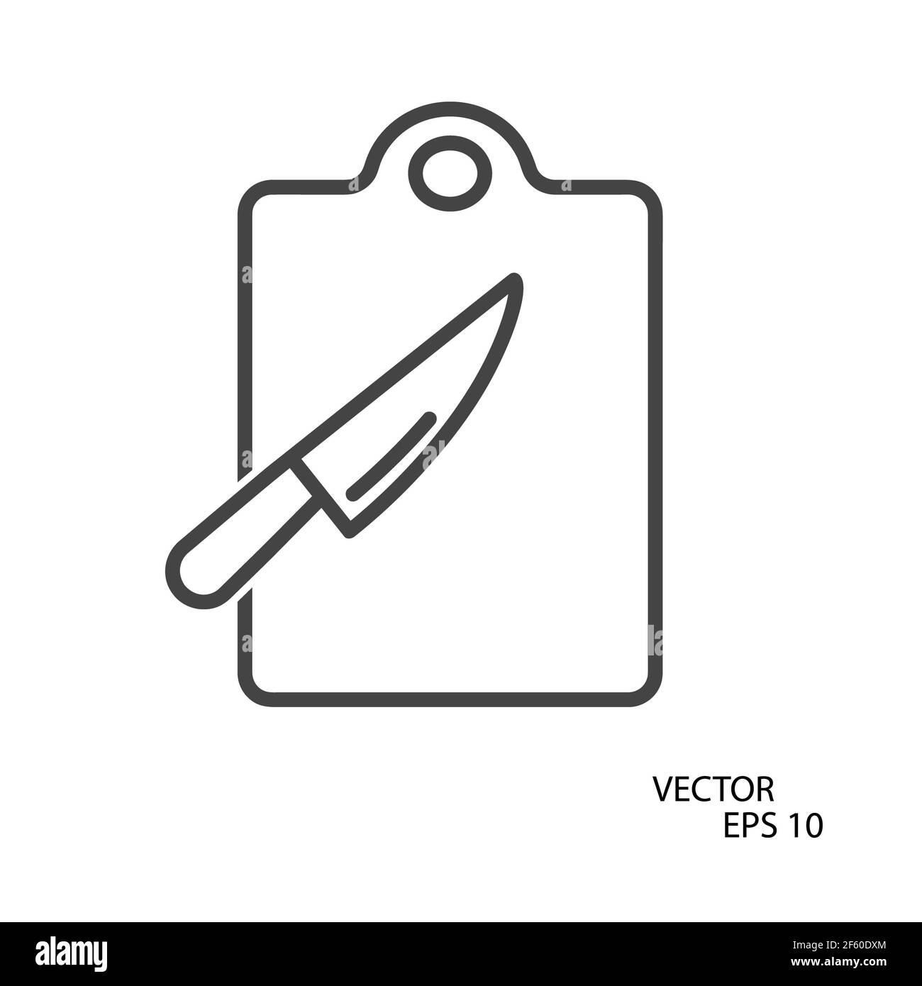 Cutting board with knife flat icon. Pictogram for web. Line stroke ...