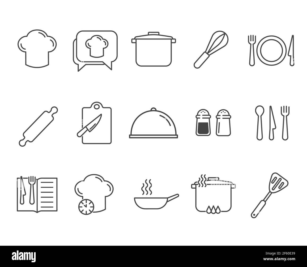 Cooking in the kitchen flat icon. Pictogram for web. Line stroke ...