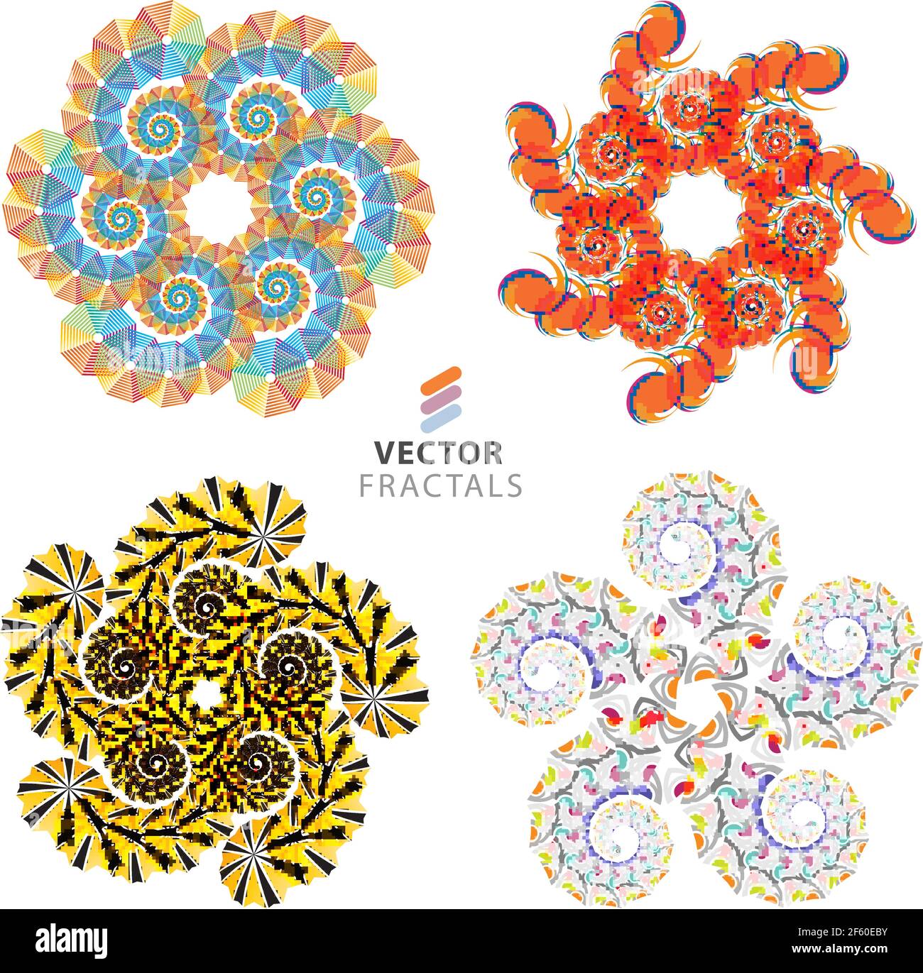 Vector colorful fractal flower creative design collection Stock Vector ...