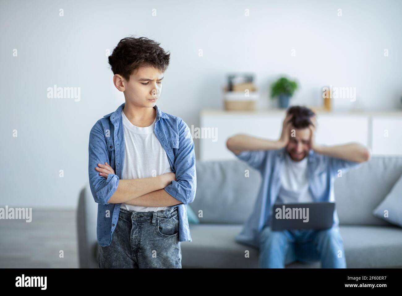 Busy father sad child hi-res stock photography and images - Alamy
