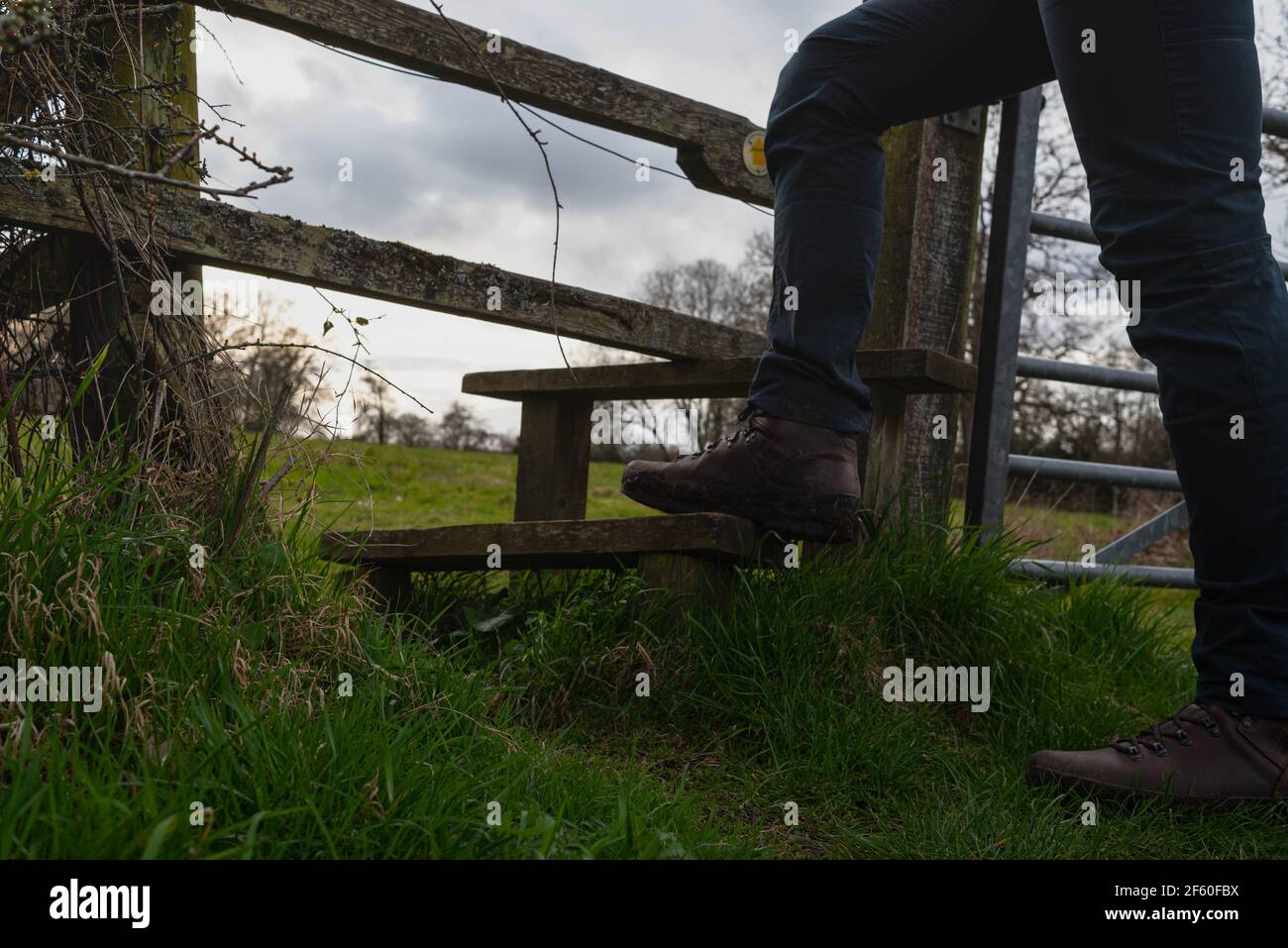 Steps over fence hi-res stock photography and images - Alamy