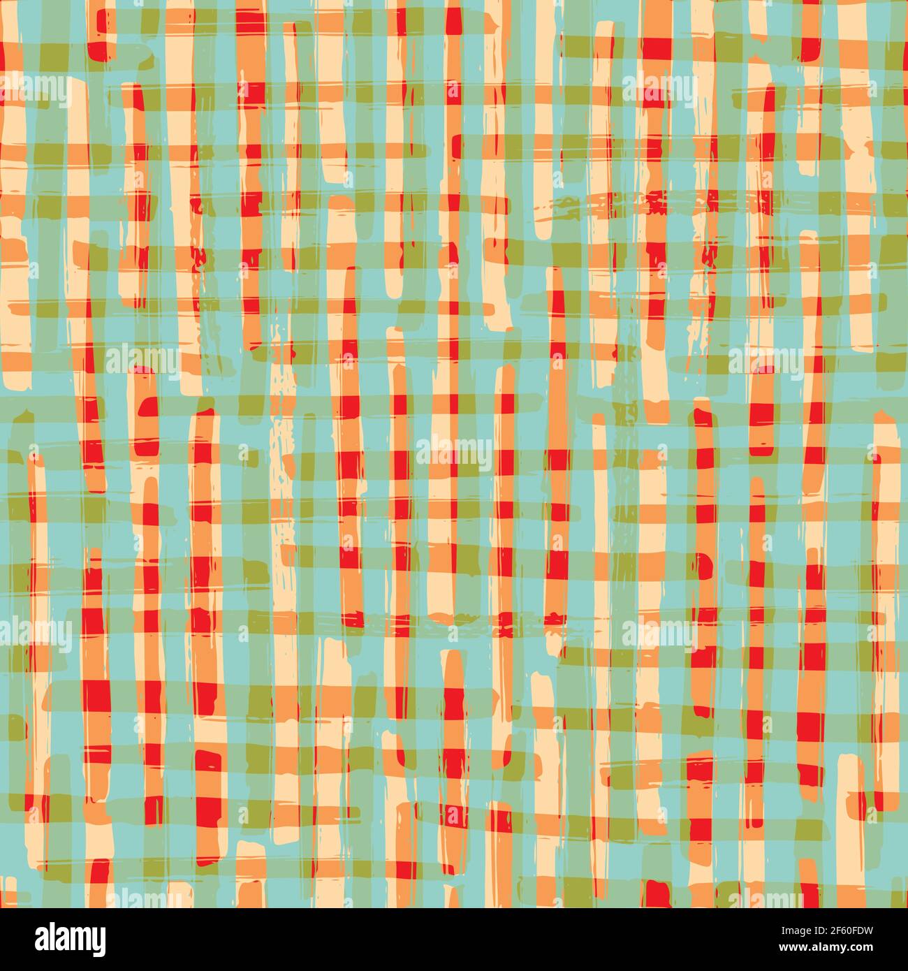Vector watercolor effect plaid seamless pattern background. Organic ...