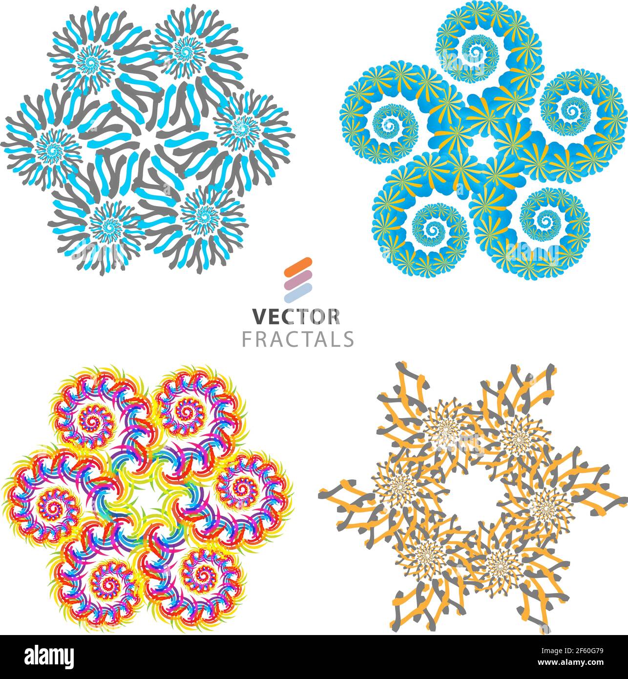 Vector colorful fractal flower creative design collection Stock Vector ...