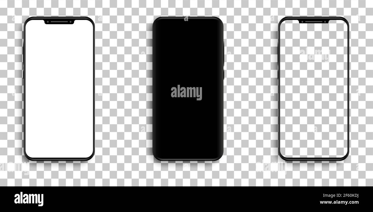 Realistic models smartphone with transparent screens. Smartphone mockup ...