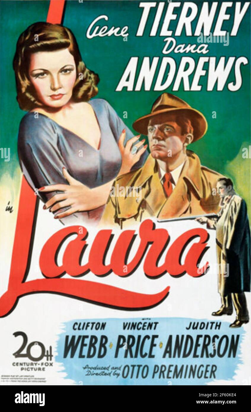 LAURA 1944 20th Century Fox film with Gene Tierney and Dana Andrews ...