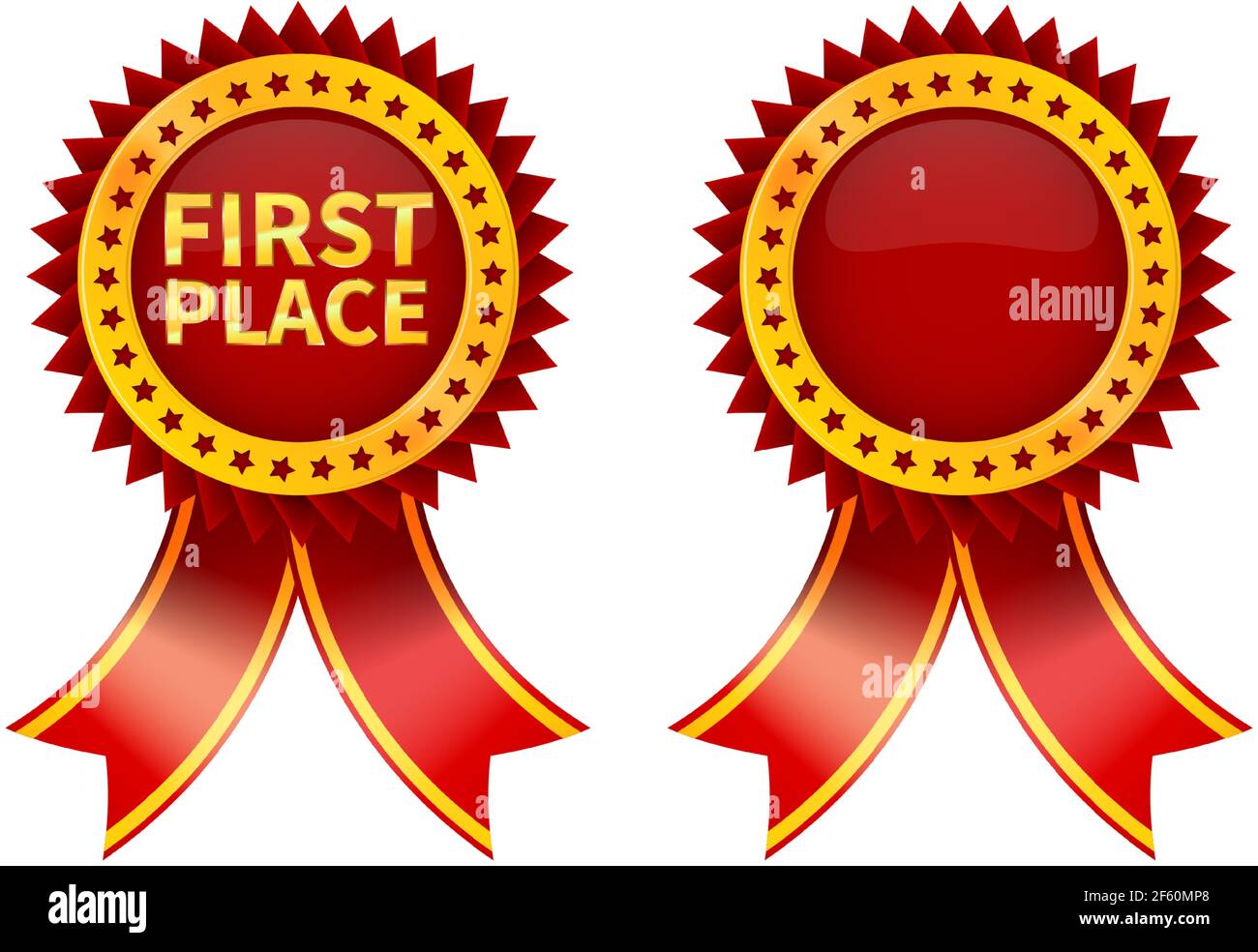 Red with gold medal awards or quality sign icon, 3d looks vector award ...