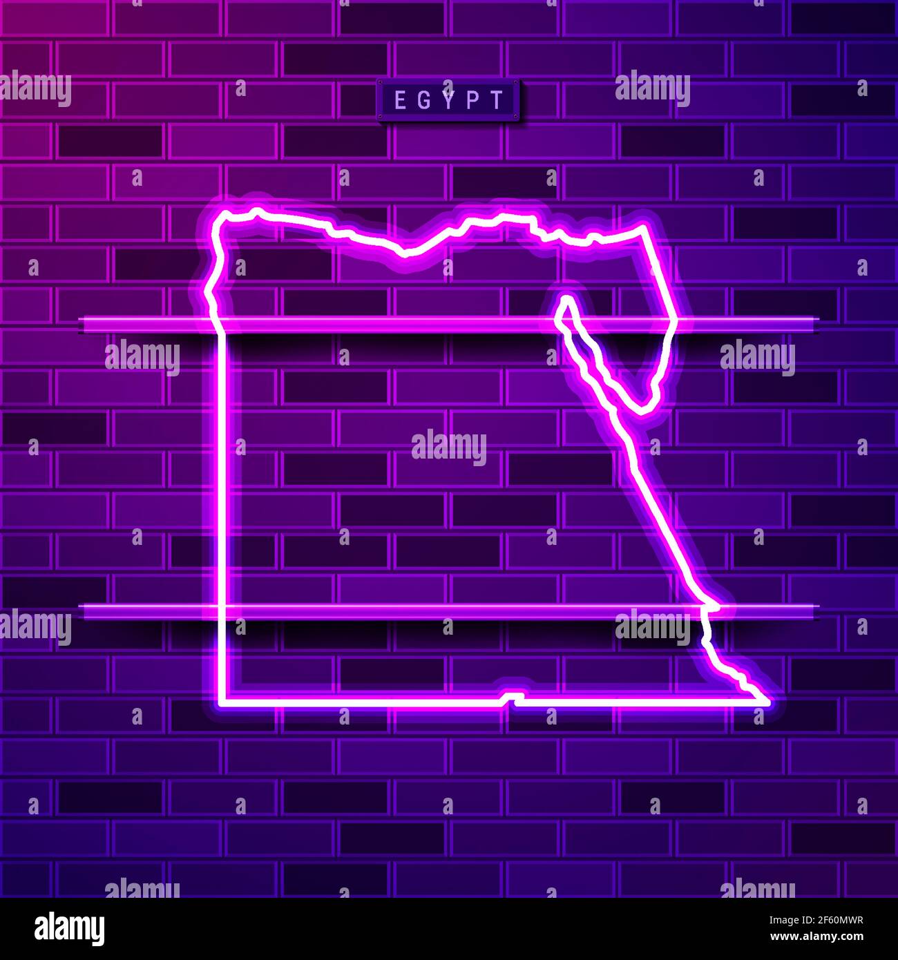 Egypt map glowing neon lamp sign. Realistic vector illustration ...