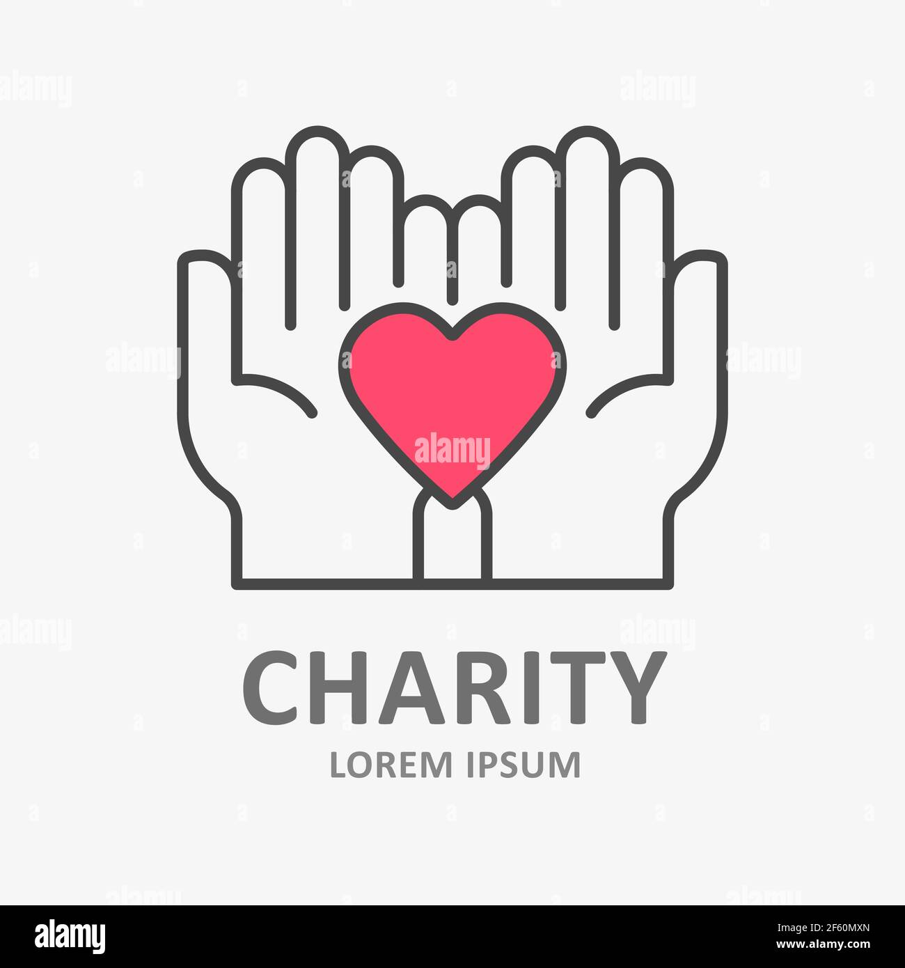 Charity line icon. Vector illustration. Sign of solidarity, help, care ...