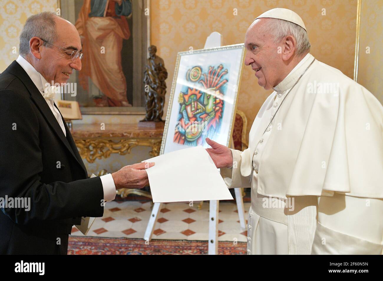 Vatican. 29th Mar, 2021. March 29, 2021 : Pope Francis meets with Mr ...