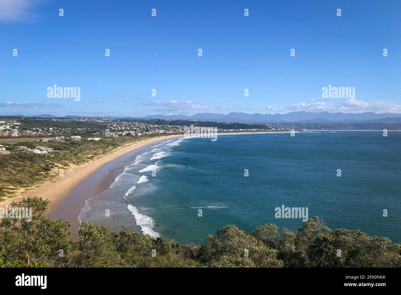 Scenic view of Plettenberg Bay with Solar Beach, Sanctuary Beach ...
