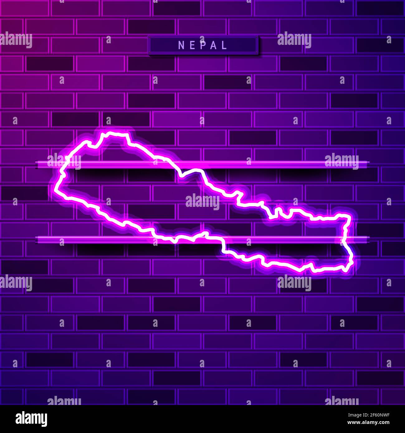 Nepal neon map hi-res stock photography and images - Alamy